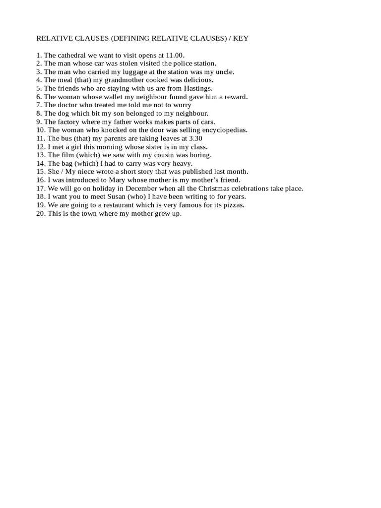Defining Relative Clauses Rewrite | PDF