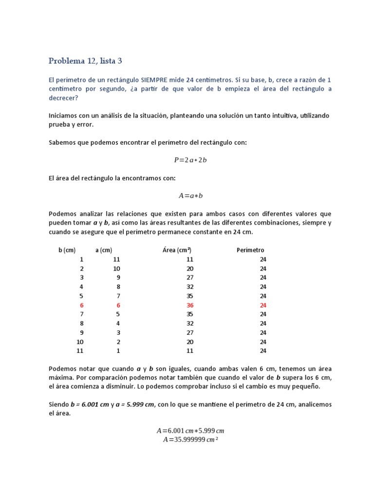 Área de rectángulo y crecimiento de base | PDF