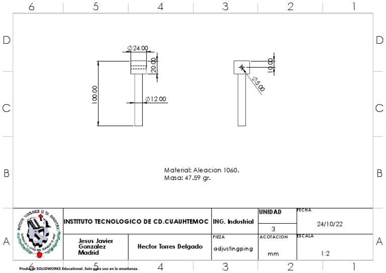 Diseño de Pieza en SOLIDWORKS | PDF