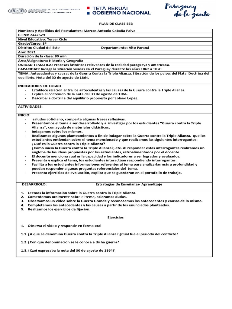 Plan de Clase Eeb | PDF