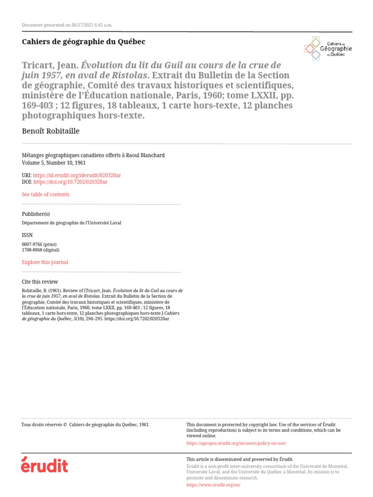 Juin 1957, en Aval de Ristolas. Extrait Du Bulletin de La Section | PDF