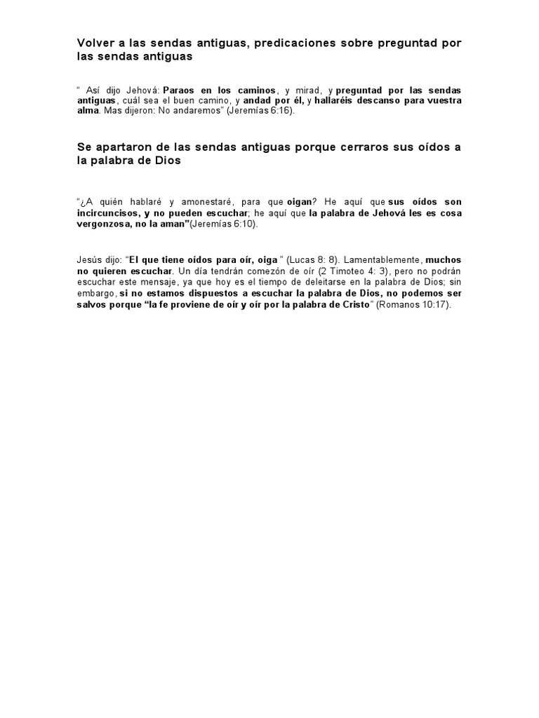 Volver A Las Sendas Antiguas | PDF | Jacob | Oración Volver A Las Sendas Antiguas | PDF | Jacob | Oración