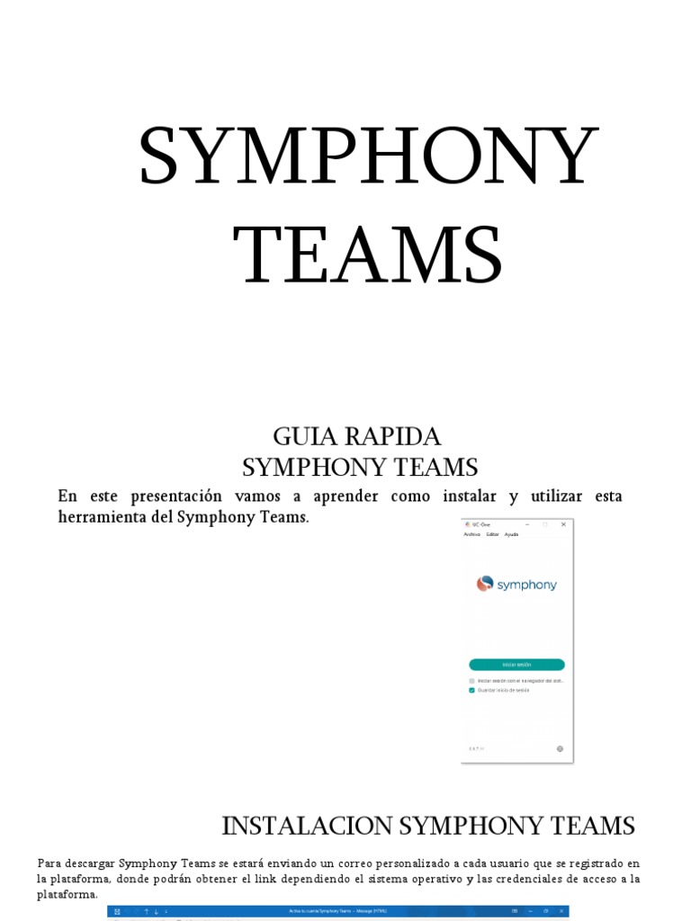 Guía rápida para la instalación y uso de la herramienta de comunicación Symphony Teams | PDF ...