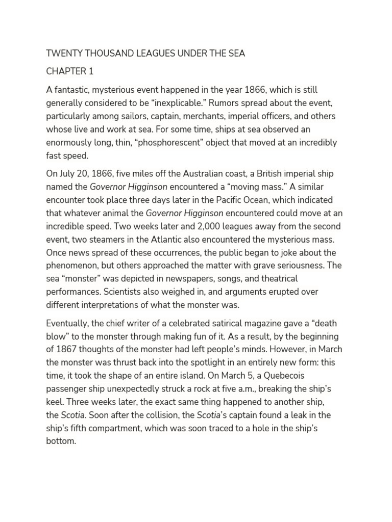 Twenty Thousand Leagues Under The Sea | Download Free PDF | Sea | Ships