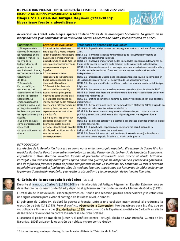 B5 Tema La Crisis Del Antiguo Régimen 1788 1833 22 23 2 Pdf