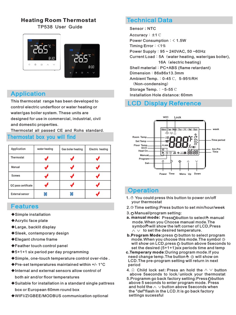 Manual Aero TP538 | PDF | Thermostat | Water Heating