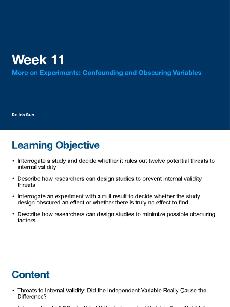 Psy2013 Research Methods Week11 | PDF | Experiment | Null Hypothesis