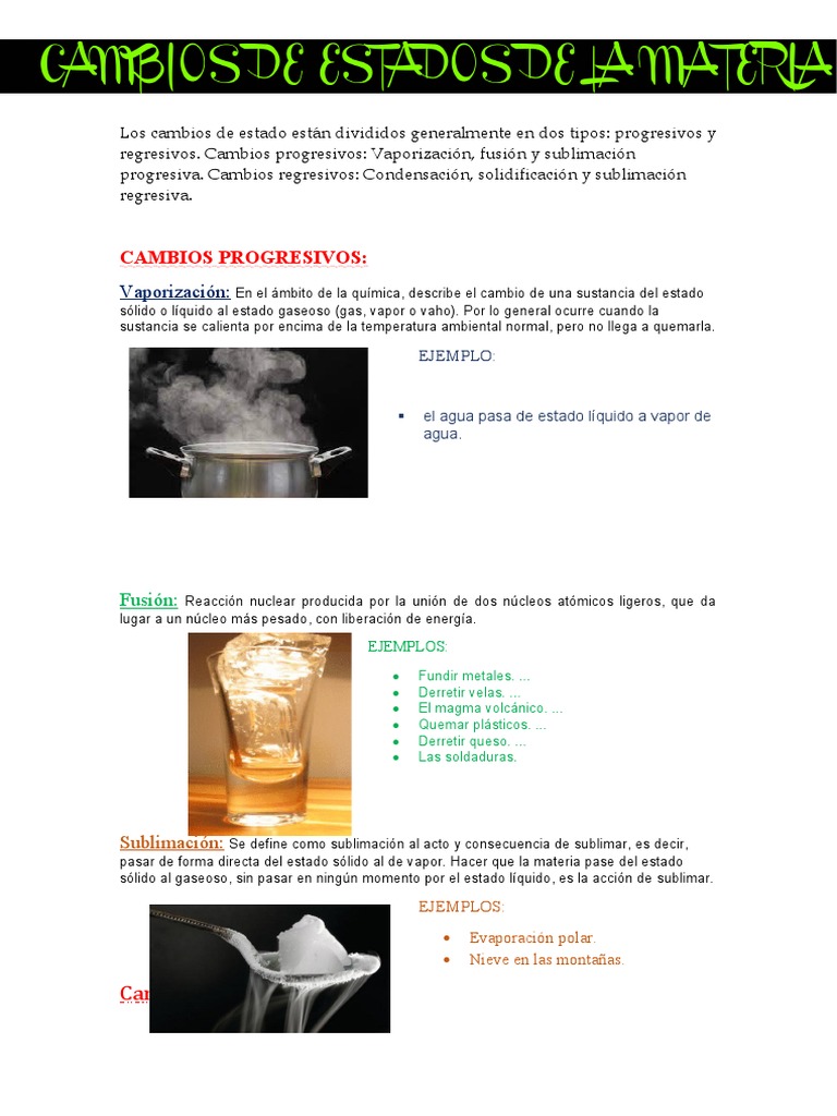 cambios de estados de la materia | PDF
