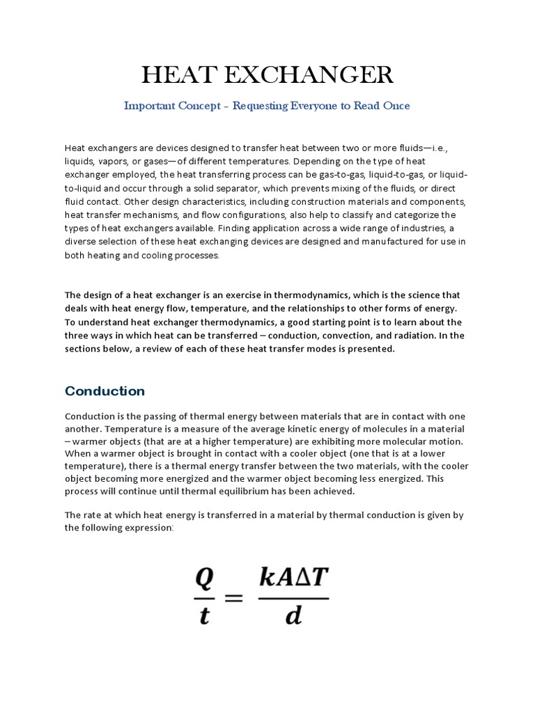 HEAT EXCHANGER (Basics) | PDF | Heat Exchanger | Heat Transfer