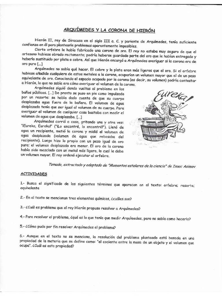 Arquimedes y La Corona de Hierón | PDF
