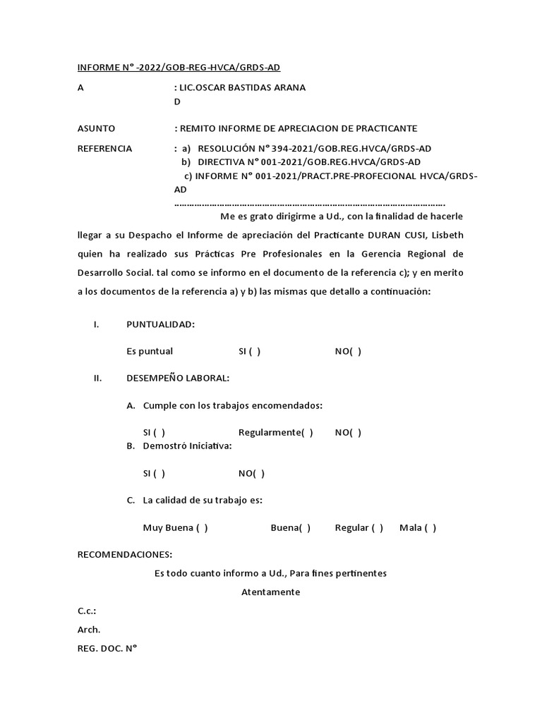 Informe de Apreciacion Lisbeth | PDF