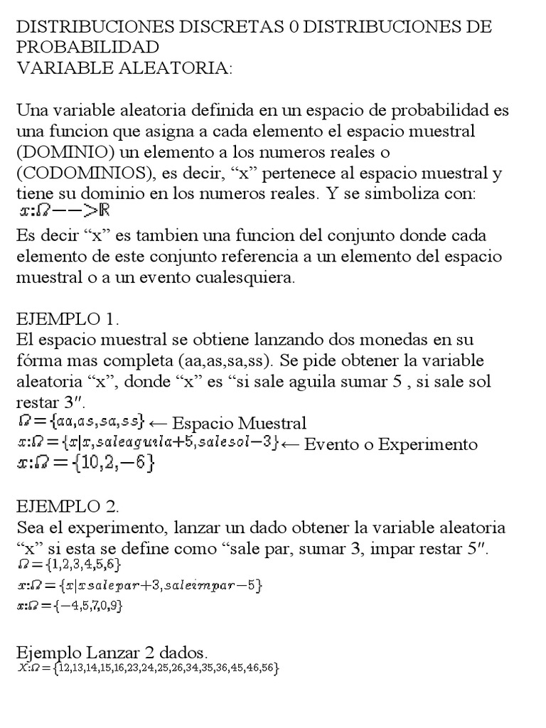 Distribuciones Discretas 0 Distribuciones de Probabilidad | PDF | Variable aleatoria ...