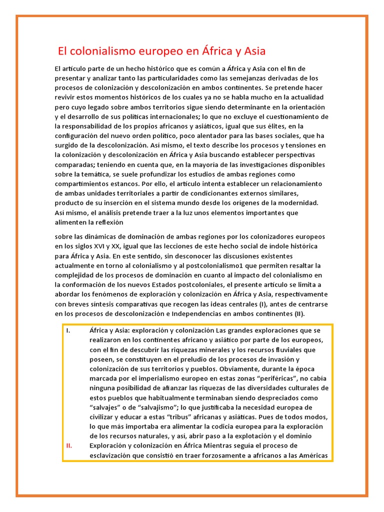 Colonialismo en África y Asia | PDF | Colonialismo | África
