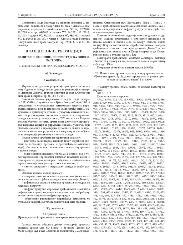 Plan Detaljne Regulacije San. Dep. Vinca, Strana 21 PDF | PDF