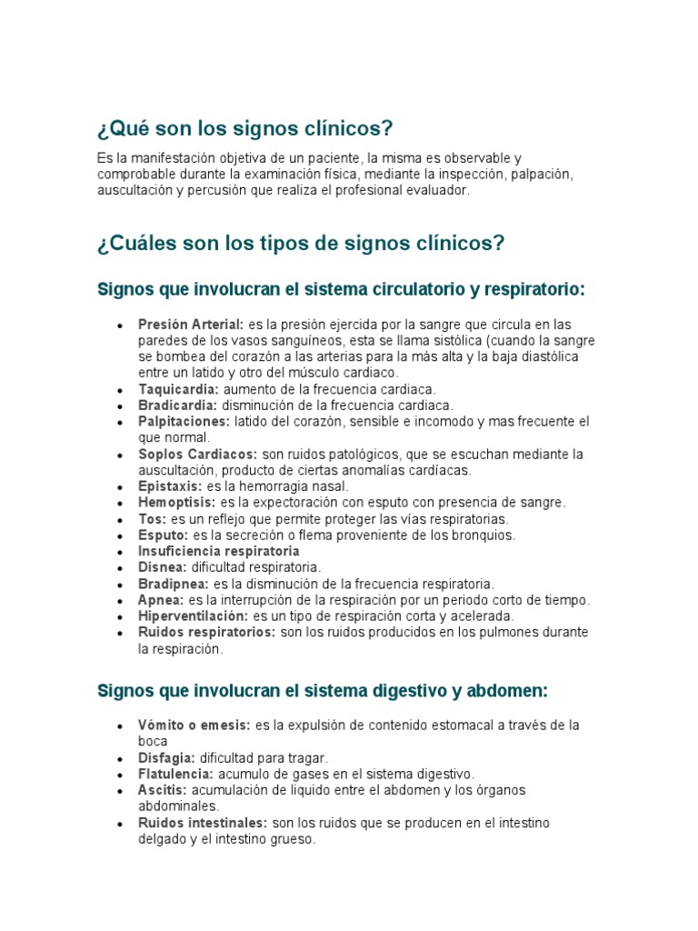 Signos y Sintomas | PDF