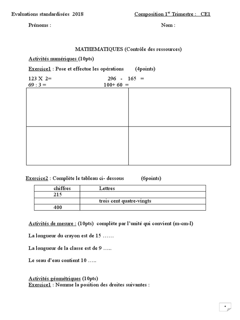 Ce1 Ce2 Epreuves+corriges | PDF