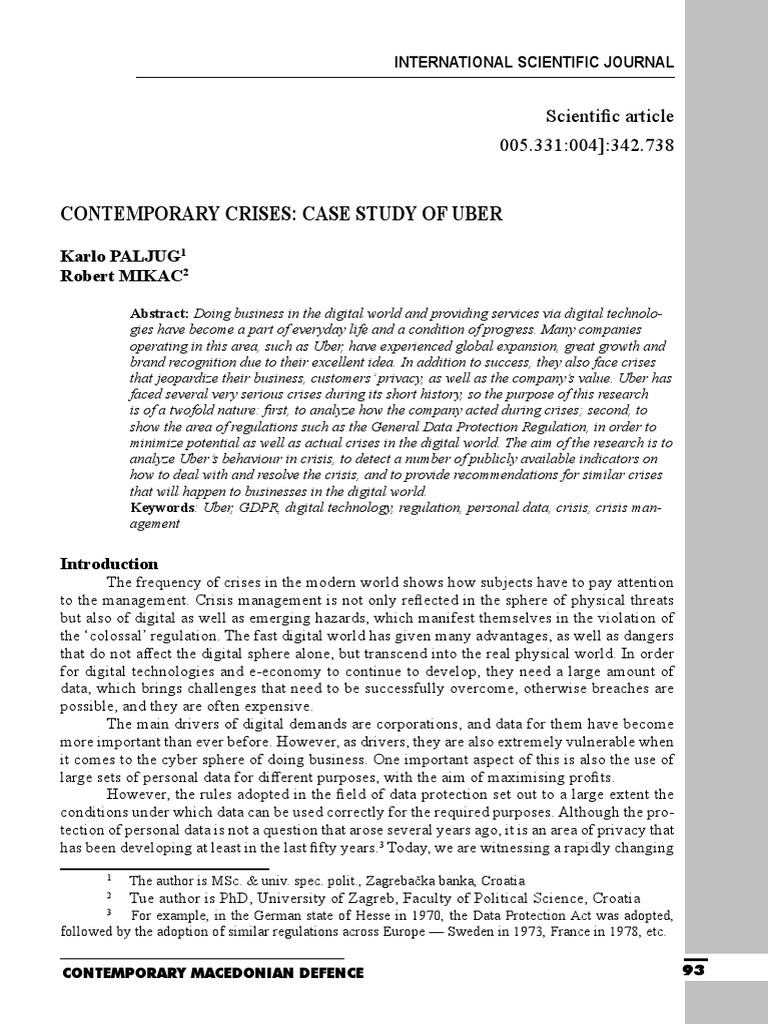 1099931.contemporary Crises - Case Study of UBER | PDF | Malware ...