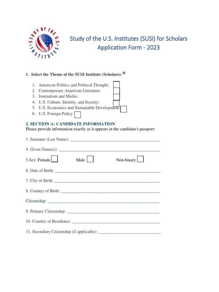 Susi Scholar Applicationform 2023 | PDF
