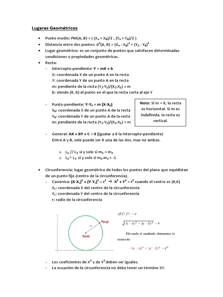 Guía Lugares Geométricos - FM | PDF | Elipse | Geometria clasica