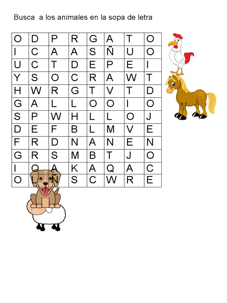 Sopa de Letras: Animales y Verduras | PDF | Cocina vegana | Cocina