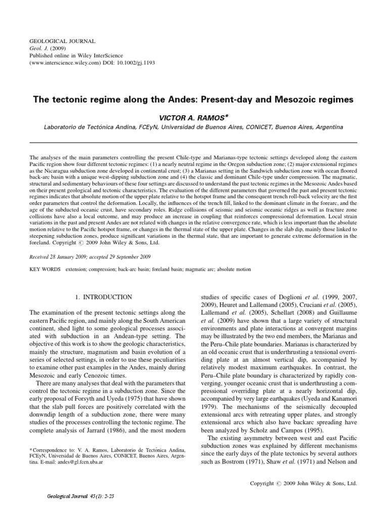Ramos, 2009 - Geological - Journal | PDF | Plate Tectonics | Andes