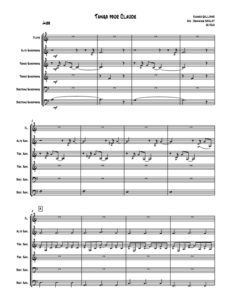 Tango Pour Claude Sax5 | PDF