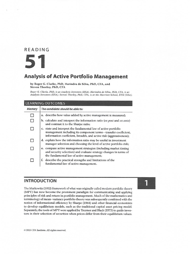 Active Portfolio Management | PDF