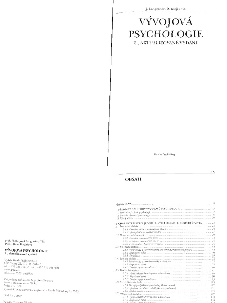 Langmeier, Krejčířová - Vývojová Psychologie | PDF