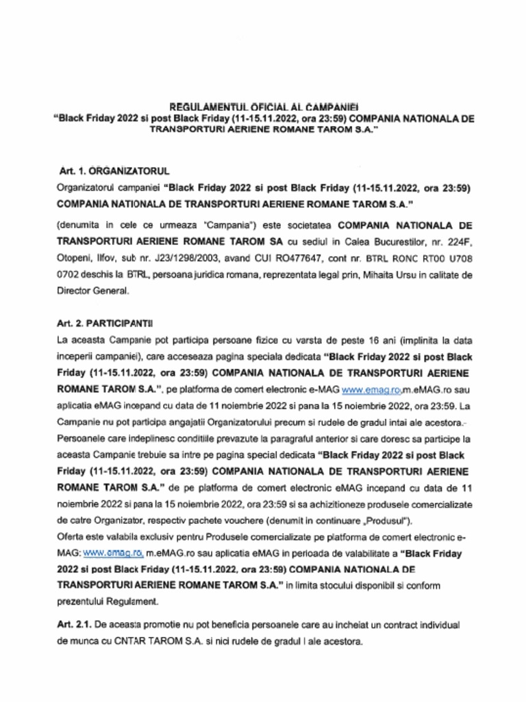 eMAG Black Friday Terms Update | PDF