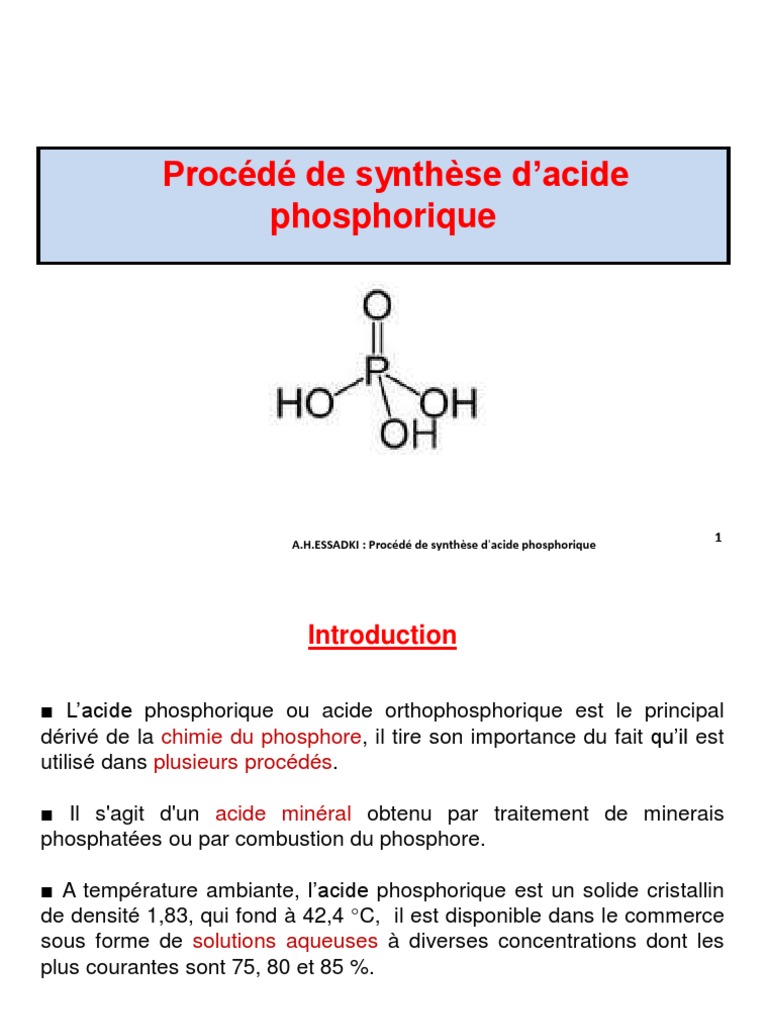 Synthèse et applications de l'acide phosphorique | PDF | Phosphate ...