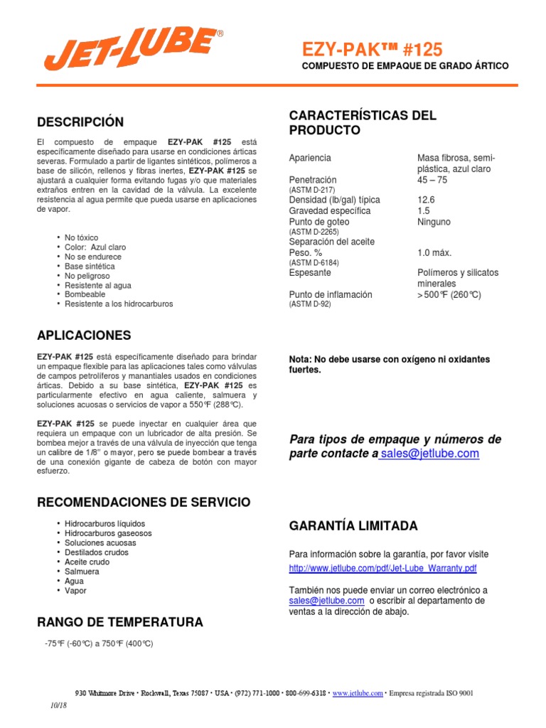 EZY-PAK #125 - TDS - Spanish | PDF