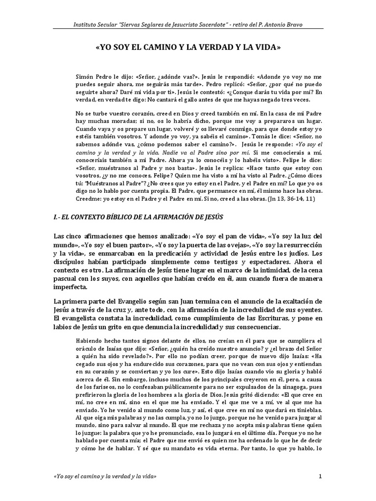 Yo Soy El Camino La Verdad Y La Vida Pdf Jesús Espíritu Santo