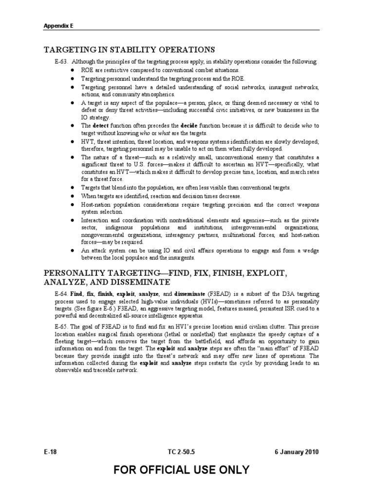 Targeting in Stability Operations - Carver | PDF