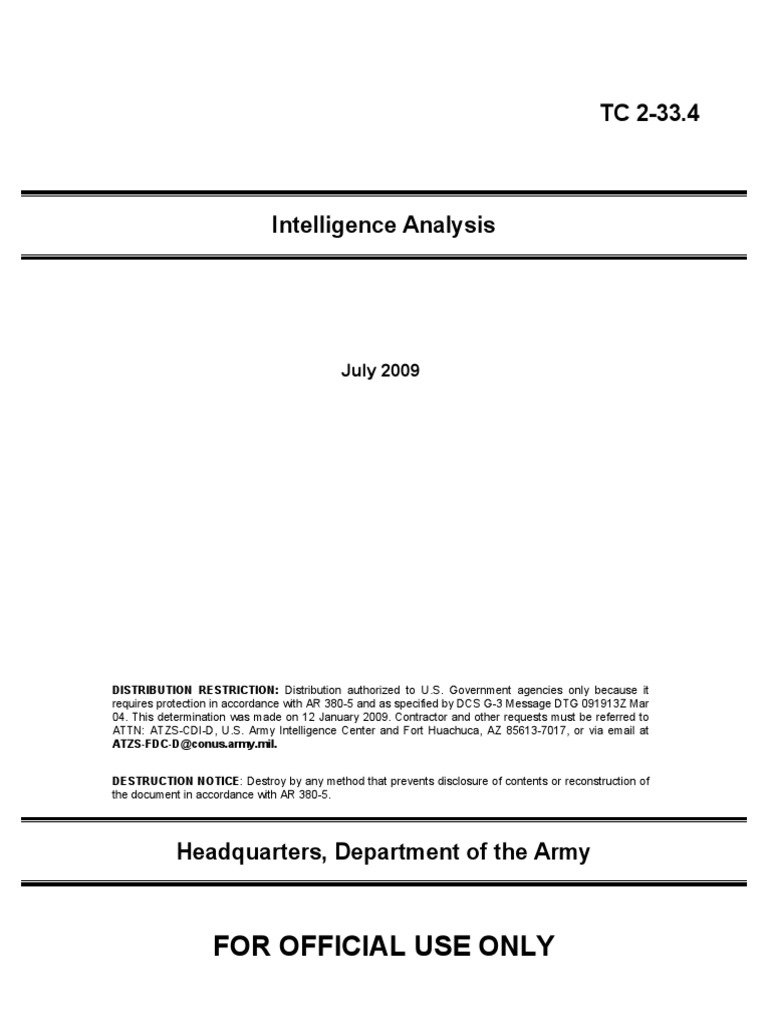 0007 TC 2-33.4 Intelligence Analysis (US Army) | PDF