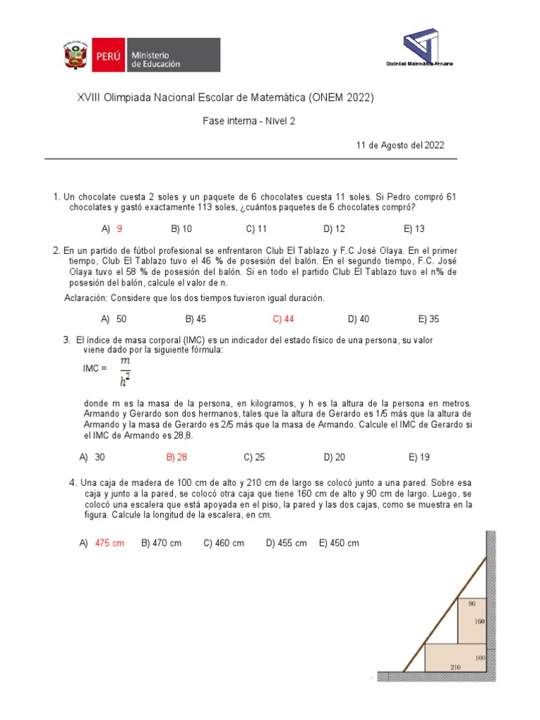 Prueba Interna ONEM-2022 | PDF