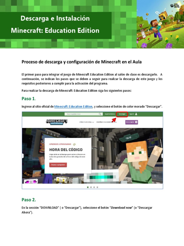 Guia de Descarga e Instalación - Minecraft Education Edition | PDF