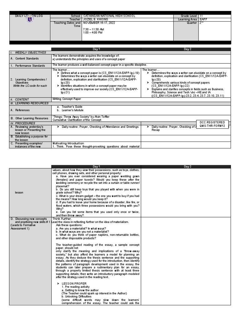 Concept Paper Basics | PDF | Learning | Cognitive Science