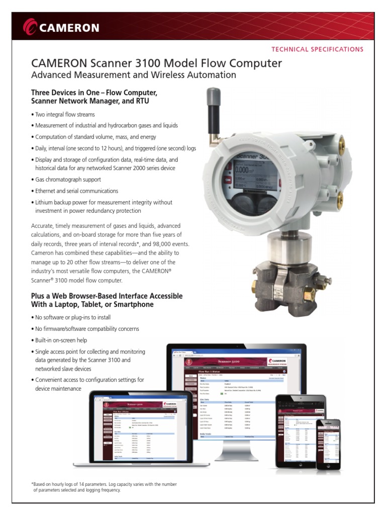 Cameron Scanner 3100 Data Sheet | PDF
