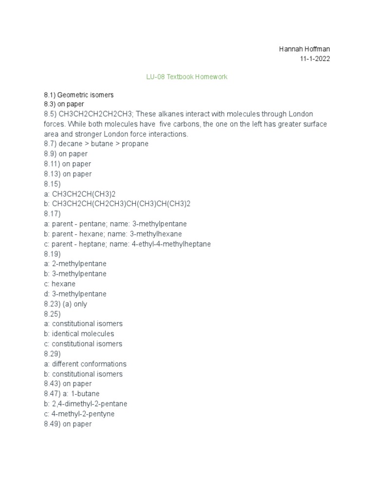 LU-08 Textbook Homework 11-1-22 | PDF