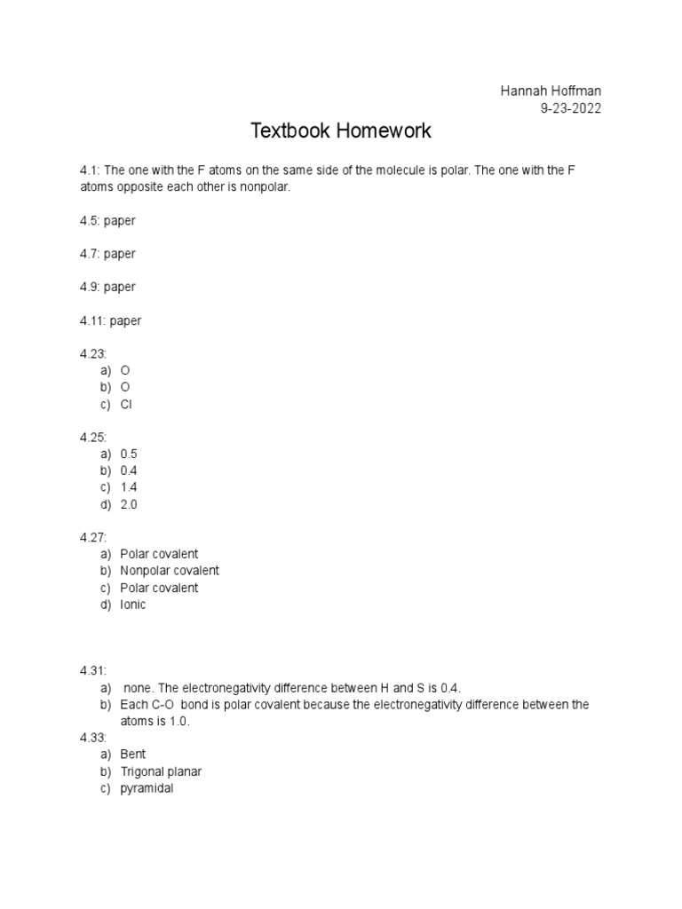 Textbook Homework 10-25-22 | PDF