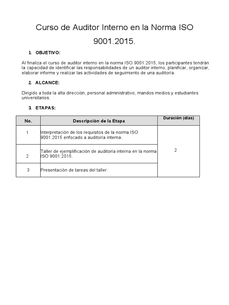 Auditor Interno ISO 9001. 2015 | PDF