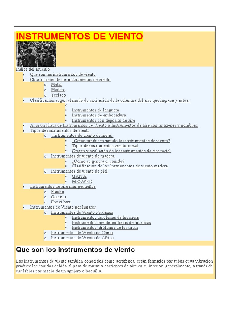 Instrumentos de Viento | PDF | Instrumentos de viento de madera ...
