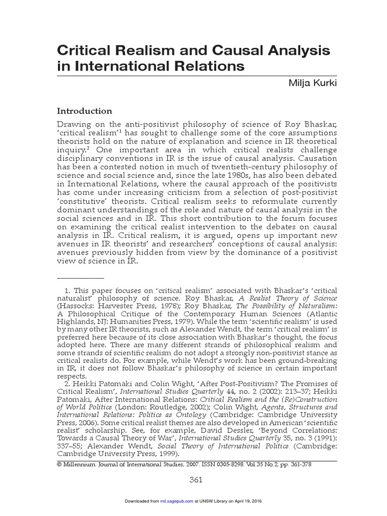 Critical Realism and Causal Analysis | PDF