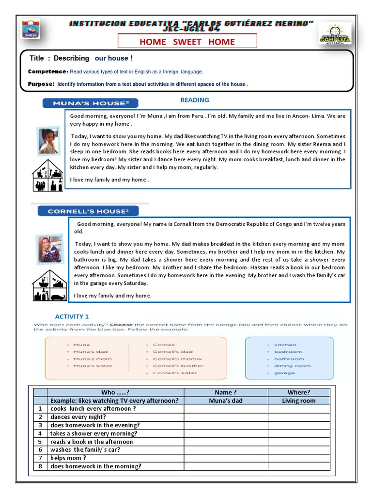 WORKSHEET Describing Our House | PDF | Food And Drink | Home
