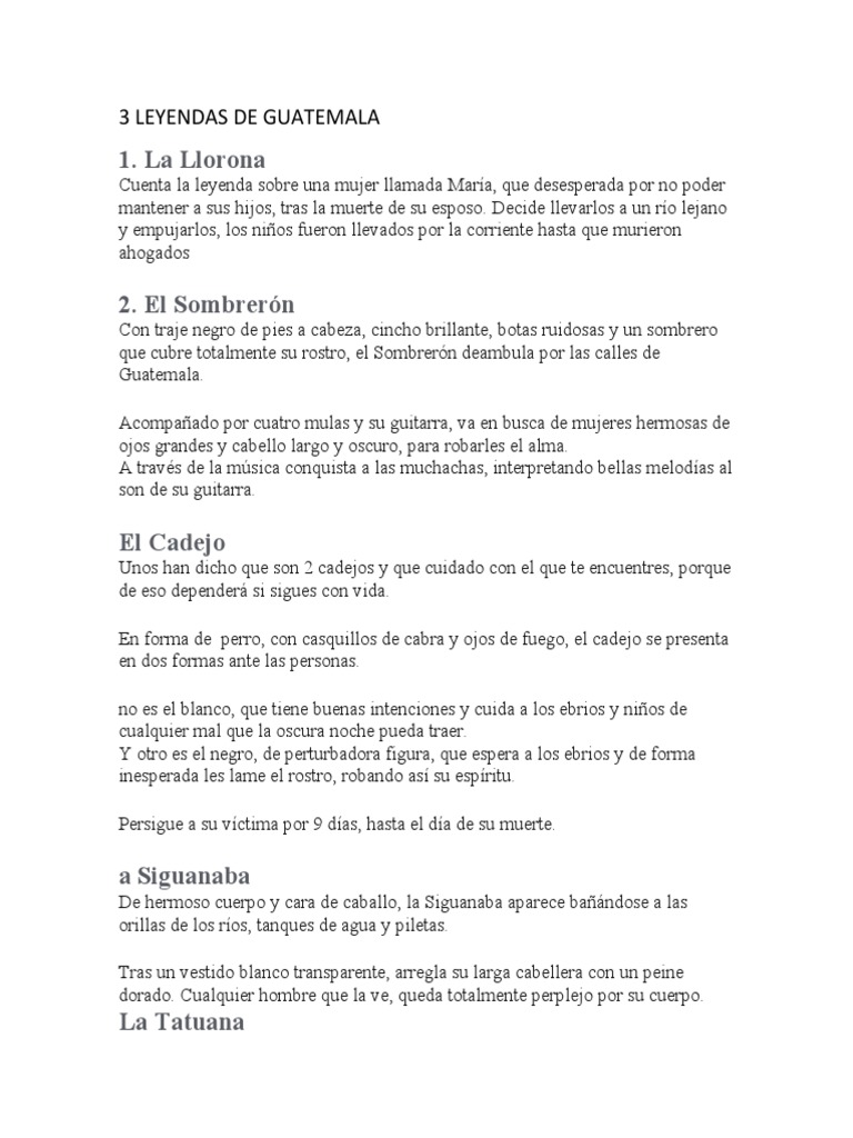 3 Leyendas de Guatemala | PDF