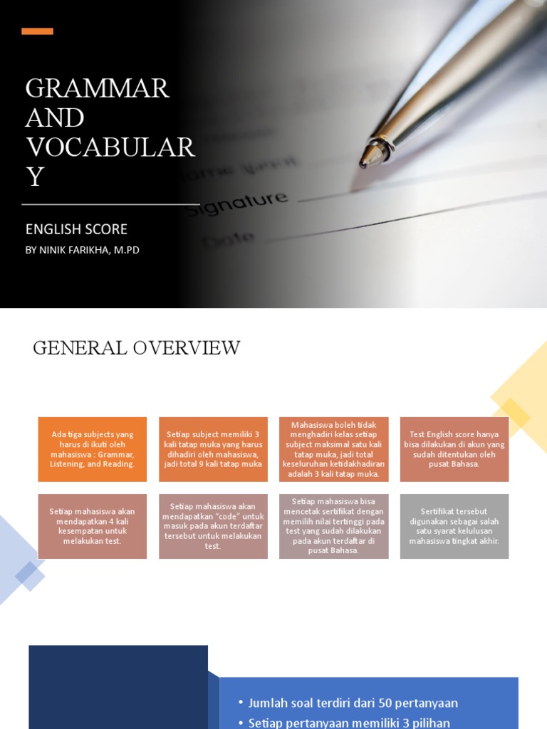 Grammar, Vocabulary, and English Scoring Overview | PDF