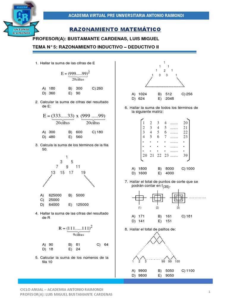 Razonamiento Inductivo - Deductivo Ii | PDF