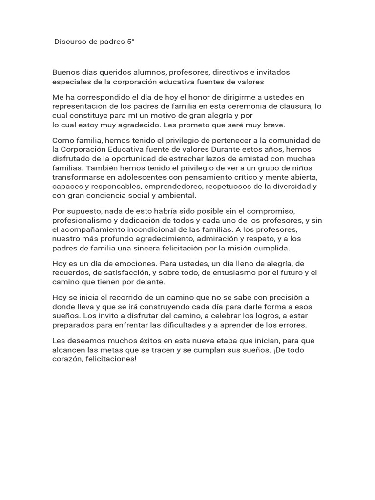 Discurso de Padres 5 | PDF