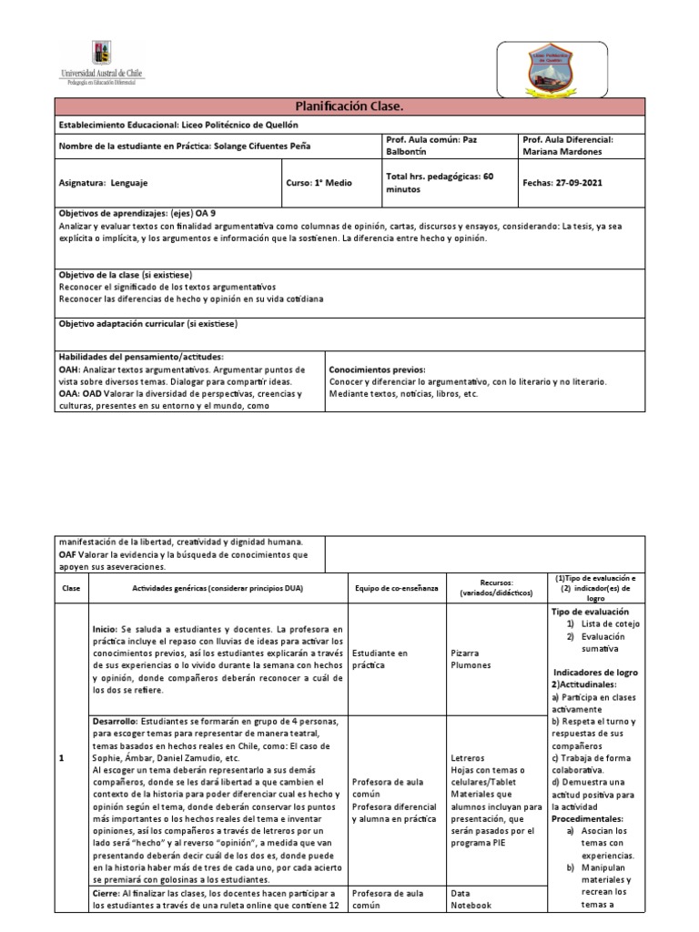 Formato de Planificacion Lenguaje 2021 | PDF | Evaluación | Maestros