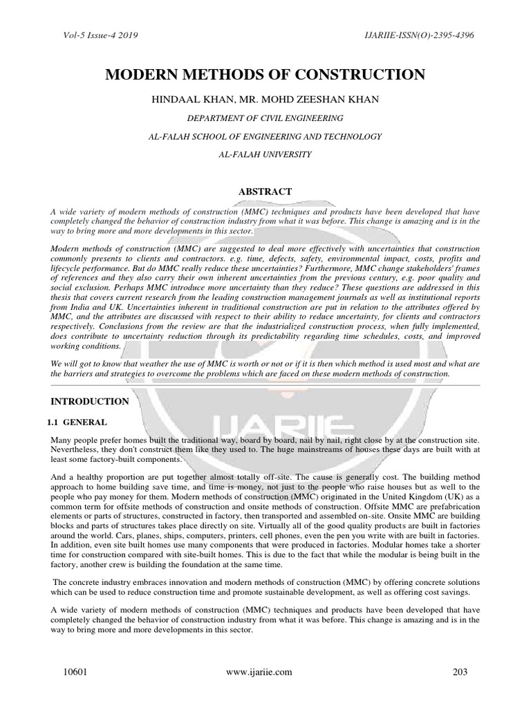 Modern Methods of Construction Ijariie10601 | PDF | Concrete | Precast ...